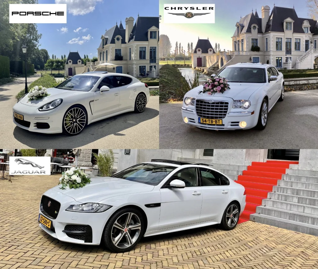 Trouwauto huren - Porsche, Jaguar XF-R & Chrysler 300C huren